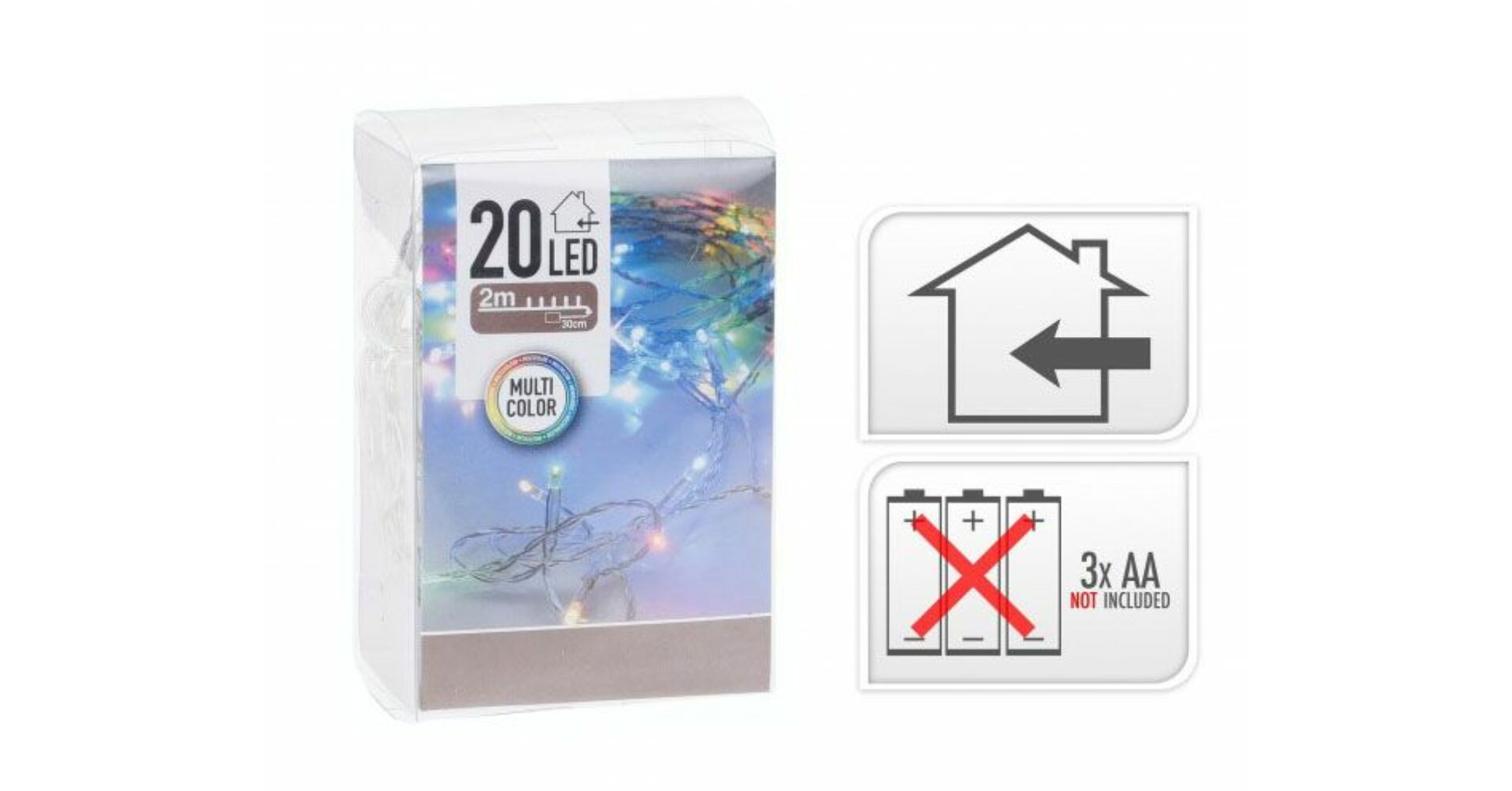 Led égősor 20 ledes, multicolor - Karácsonyi fények